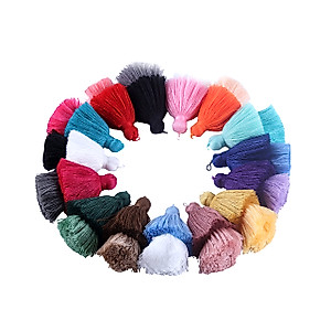 KONMAY 20pcs 3.2'' Mixed Boho Tiered Tassels, 2 Layers Pom Pom LayeredTassels with Loop for Jewelry Making,Bag Decoration, Keychains, Pillows and Crafts