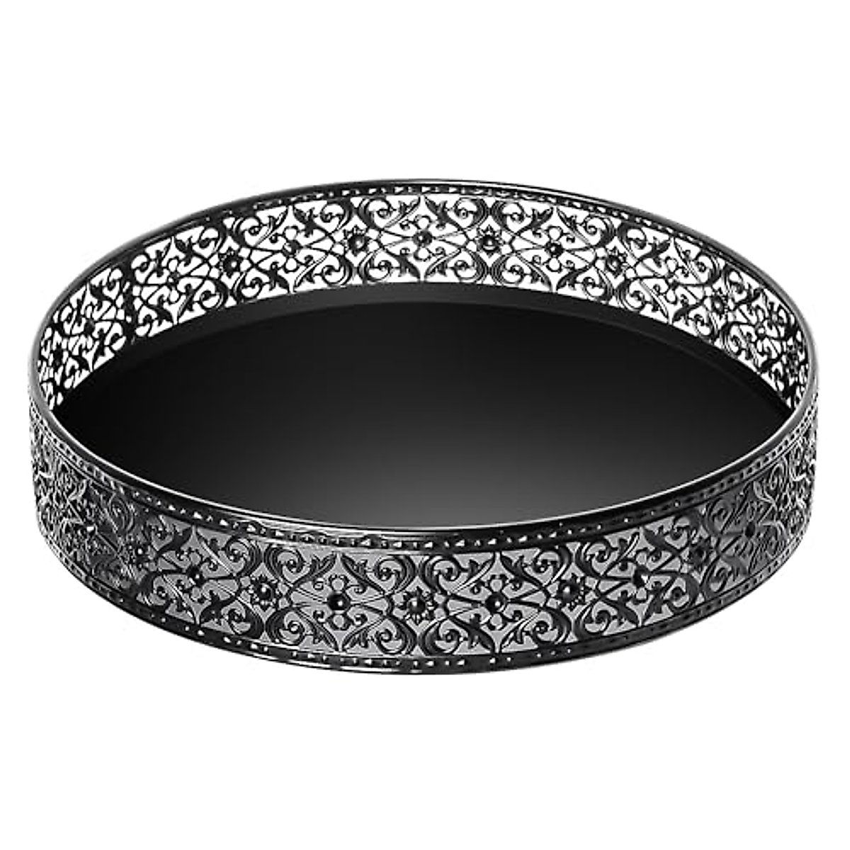 Black Lazy Susan Turntable for Table, Lazy Susan Organizer for Cabinet, Lazy Susan Spice Rack, Lazy Susan for Dining Table, Countertop, Cabinet, Makeup, Bathroom, Pantry (12IN-Branch-Black)