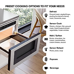 Zephyr 24 inch Built In Drawer Microwave Oven Under Cabinet - Under Counter Pull Out Microwave Drawer 1.2 cu ft