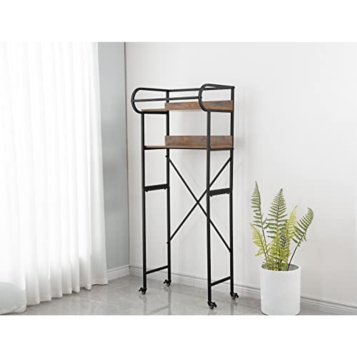 Piklomo 2-Tier Bathroom Room Shelf Washing Machine Storage Utility Rack Over The Toilet Washer Dryer Storage Shelf Bathroom Organizer Rack Space Saving Shelving Units