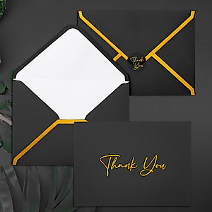 Mr. Pen- Blank Thank You Cards with Envelopes, 20 Pack, 4x6, Gold Foil Thank You Notes with Envelopes, Black Wedding Thank You Cards Wedding, Thank You Note Cards, Baby Shower Thank You Cards