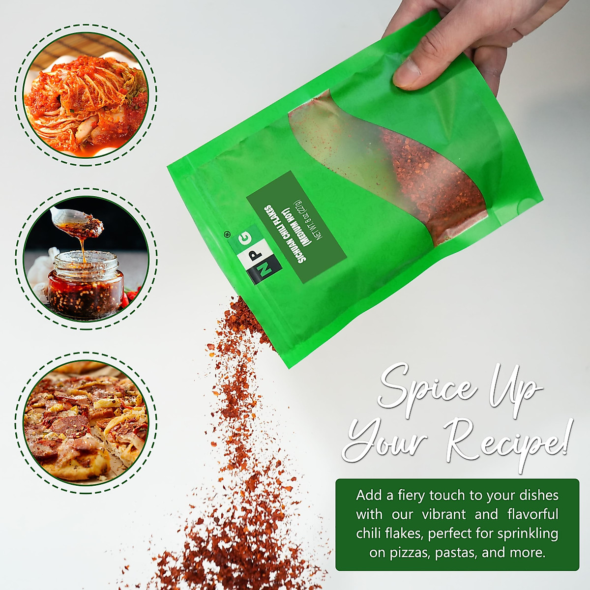 NPG Authentic Sichuan Chili Flakes 8 Ounces, Medium Hot, Szechuan Crushed Red Pepper Flakes Bulk, Essential Spice Seasoning for Making Kimchi, Chili Oil, Stir-fry, Pizza, Salads, and Tacos
