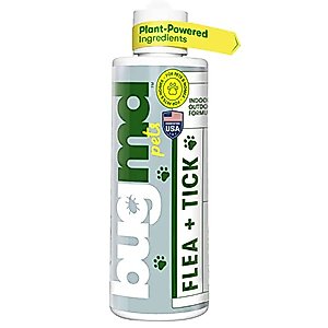BugMD Flea and Tick Concentrate (3.7 oz)- Essential Oil-Powered Formula, Controls Fleas, Ticks, Mites in Dogs, Cats, and Other Furred Animals, Spray on Pet Beds, Kennels