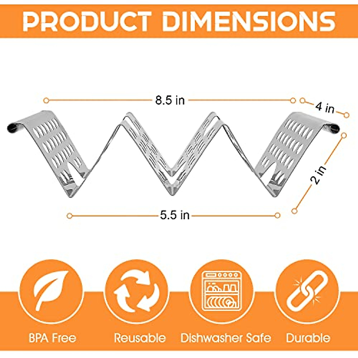 ORIGENUIN Set of 4 Premium Stainless Steel Taco Holder Racks | Taco Holder Plate Shell Stands, Stylish Taco Tray Easy Filling & Serving | Grill-Oven, Dishwasher Safe