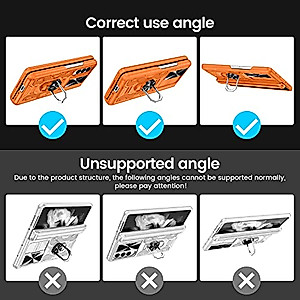 VEGO for Samsung Galaxy Z Fold 3 Case with Stand, Slide Camera Cover & Screen Protector & 360°Ring Magnetic Kickstand Military Grade Heavy Duty Protective Case for Galaxy Z Fold 3- Orange