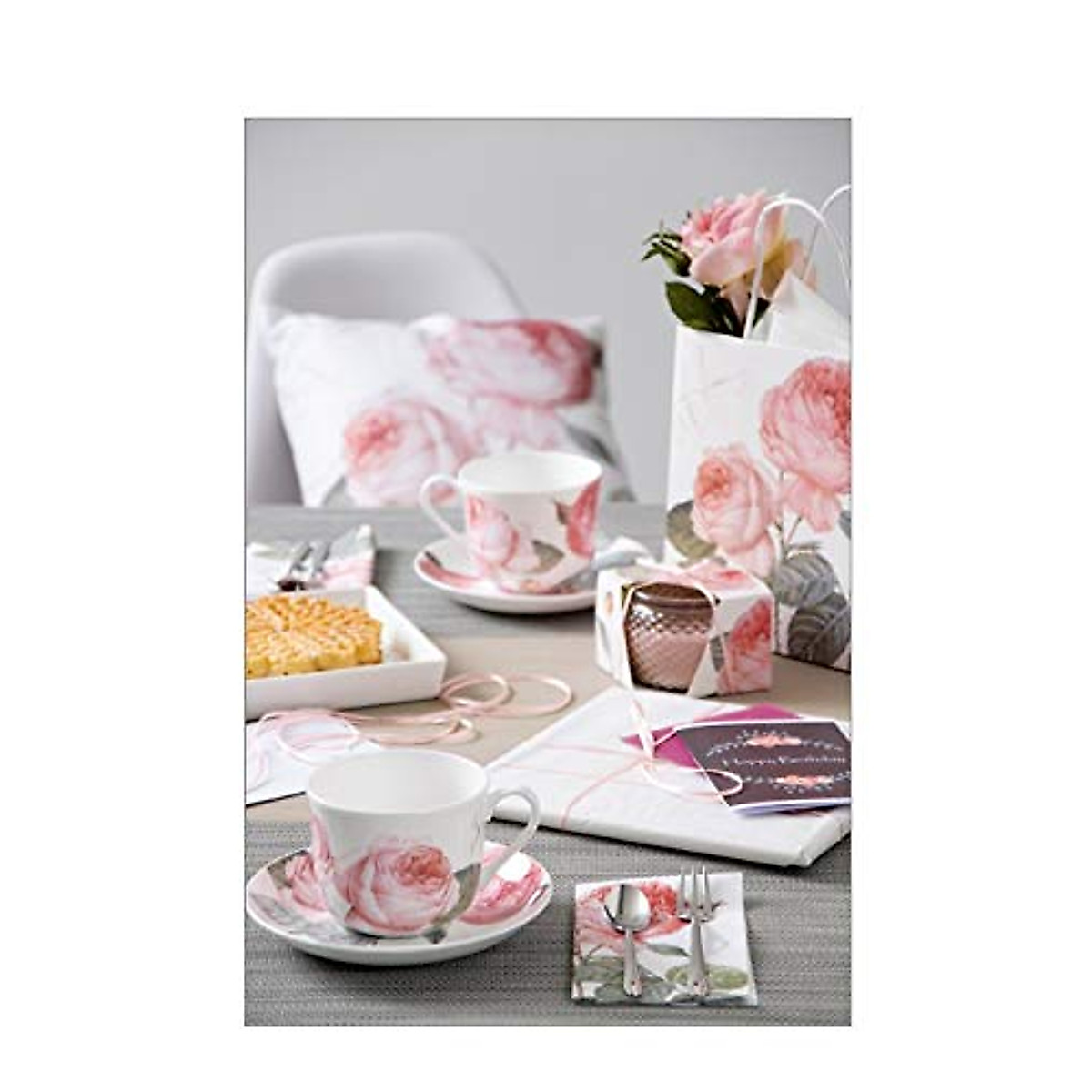 Boston International Hand Towels for Bathroom Guest Towels Disposable, Decorative Paper Fingertip Towels or Paper Napkins Dinner Napkins Pink Rose Floral Pak 32