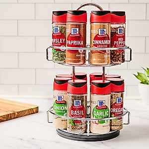 McCormick Two Tier Chrome 16 Piece Spice Rack Organizer with Spices Included, 26.09 oz