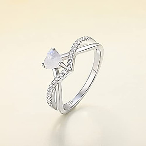 STARCHENIE Moonstone Rings for Women Sterling Silver Heart Birthstone of June Anniversary Promise Wedding Engegement Ring with Cubic Zirconia