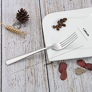 faderic Dinner Forks Set of 6, Table Forks, Flatware Forks Stainless Steel Forks,8-Inch,Silver, Square handle