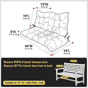 CAYIP 3 Pieces Outdoor Chair Cushions Clearance with Ties,44x19x5 Inches,1 Love seat &2 U-Shape Tufted Patio Bench Cushions for Wicker Outdoor Furniture,All Weather,Burgundy