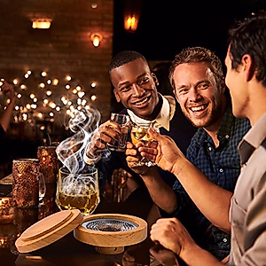 Cocktail Smoker Kit - Bourbon Drink Smoker & 4 Flavors Wood Chips-Old Fashioned Chimney Drink Smoker Kit for Infuse Whiskey, Cocktail, Wine, Meat, Cheese -Gift for Whiskey Lovers, Dad, Husband, Men