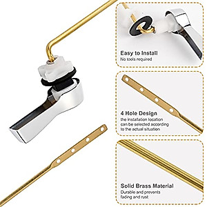 Hibbent Universal Front Mount Toilet Handle Tank Flush Lever Replacement Handle with Stainless Steel Flapper Chains for Most Front Mount Toilets- Chrome Finish Toilet Handle