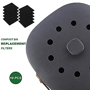 10 Pack Square Compost Bin Filters Spare Activated Carbon Filter Sheets for Indoor Kitchen Compost Bucket Countertop and Recycle Bin (5 Inches)