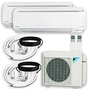 DAIKIN Dual (2 Zone) Air Conditioner Heat Pump + Maxwell 15 ft. Installation Kit + Wall Bracket (9000 + 9000 BTU)