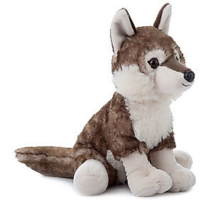 The Petting Zoo Timber Wolf Stuffed Animal, Gifts for Kids, Wild Onez Zoo Animals, Timber Wolf Plush Toy Sitting 12 inches