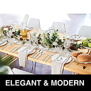 Hammered Silverware Set, 40-Piece Stainless Steel Square Flatware Set for 8, Food-Grade Tableware Cutlery Set, Utensil Sets for Home Restaurant, Mirror Finish, Dishwasher Safe