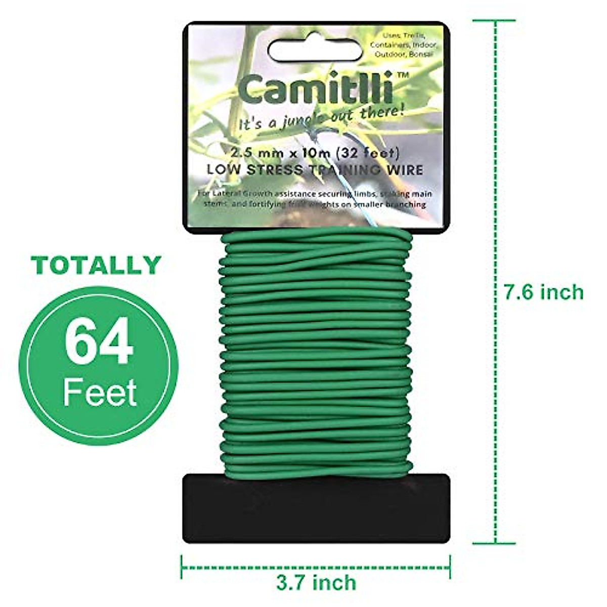 CAMITLLI Reusable Garden Plant Wire Twist Tie, Plant Ties Heavy Duty Soft Wire Tie for Gardening Home Office (Green, 2PCS X 32.8feet Total, 65.8feet)
