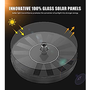 GAIZERL Solar Fountain Bird Bath Fountains Pump Upgraded 100% Glass Panel, Solar Powered Water Fountain with 8 Nozzles & 4 Fixers for Garden, Pond, Pool, Patio, Fish Tank, Outdoor - No Battery Needed