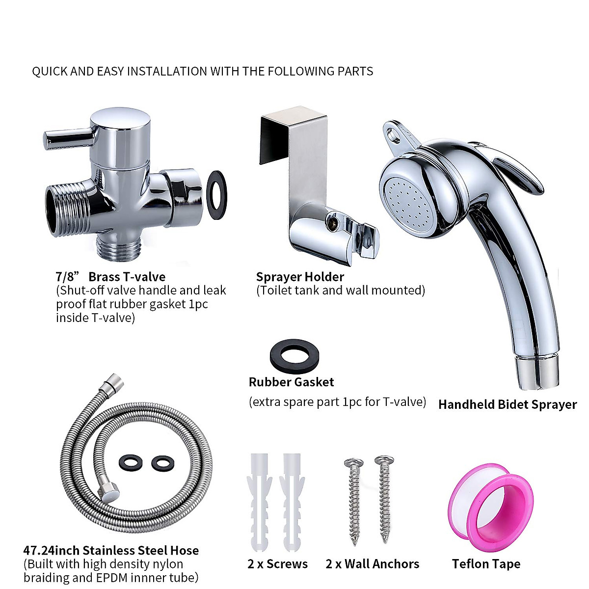 Timewill Handheld Bidet Toilet Sprayer Kit, Baby Cloth Diaper Sprayer for Toilet, Bathroom Muslim Shower, Portable Shower Water Spray Bidet Attachment