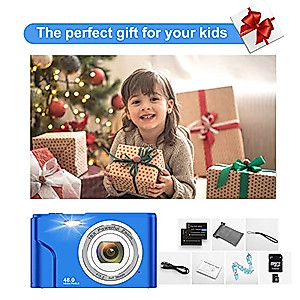 Digital Baby Camera for Kids Teens Boys Girls Adults,1080P 48MP Kids Camera with 32GB SD Card,2.4 Inch Kids Digital Camera with 16X Digital Zoom, Compact Mini Camera Kid Camera for Kids/Student（Blue）