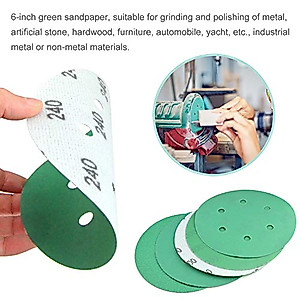 50PCS 6 Inch 6 Hole Wet Dry Sanding Discs Hook and Loop Assortment Grit 60 120 150 240 400 600 800 1000 1500 2000(5 of each) Green Film Dustless Sander Sandpaper for Metal Car Boat Polishing Finishing
