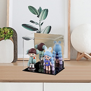 LileZbox Acrylic Display Case,Versatile Collectibles Display Showcase for Action Figures Toys,1 Pack (Black, 13.7x9.8x5.9 Inch)