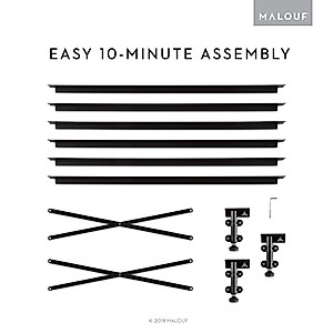 MALOUF Center Support System Replace Wooden Bed Slats-Universal Size Full to King-Adjustable Leg Height, Black