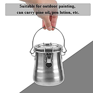 WOWOSS Paint Brush Washer, Portable Stainless Steel Leak-Proof Brush Cleaner with Lid and Filter Screen for Oil Painting, 4" Tall x 3.5" Dia.