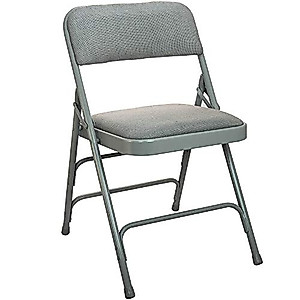 BizChair Grey Padded Metal Folding Chair - Grey 1-in Fabric Seat