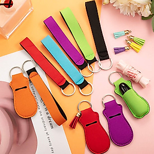 30-Piece Lipstick Holder Wristlet Keychain Clip-on Sleeve Pouch with Colored Tassel Pendants for Women Travelling