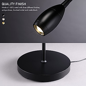 O’Bright Ray – Adjustable LED Beam Floor Lamp, Dimmable and Zoomable Spotlight, Flexible Gooseneck, Reading / Crafting Standing Lamp, Work Table Light, Matte Black