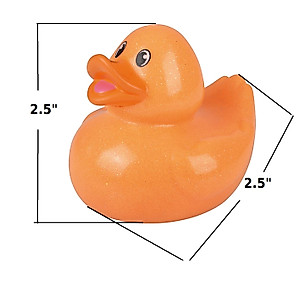 Colorful Glitter Rubber Duckies (2.5") Assorted Neon Color Ducks Ducky Duck (12)