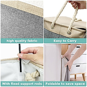 Laundry Hamper with Lid, 76L Foldable Dirty Cloth Basket Laundry Basket Cloth Storage Basket Fabric Storage Bucket Dirty Cloth Basket Storage Basket for Cloth Toy Blanket