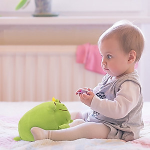 CAZOYEE Super Soft Frog Plush Stuffed Animal, Cute Frog Snuggly Hugging Pillow, Adorable Frog Plushie Toy Gift for Kids Toddlers Children Girls Boys Baby, Cuddly Plush Frog Decoration