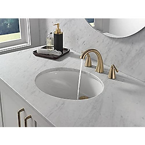 Delta Faucet Arvo Widespread Bathroom Faucet 3 Hole, Gold Bathroom Faucet, Bathroom Sink Faucet, Drain Assembly Included, Champagne Bronze 35840LF-CZ
