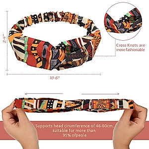 6 Pieces African Headbands Boho Print Headband Twist Knot Elastic Hair Bands Criss Cross Headband Workout Yoga Sports Hair Accessories for Women Girls