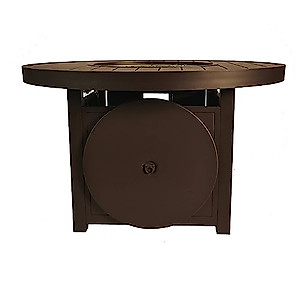 Bluegrass Living GN3R111S 50,000 BTU Round Propane Fire Pit Table for Patio & Deck Use, Aluminum & Wicker, Includes Glass Beads, Wind Guard, Protective Cover, 42-in. x 26-in., Brown