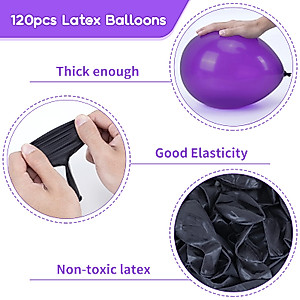 RUBFAC 120pcs Dark Purple Balloons 12 Inches Latex Balloons, Matte Dark Purple Balloons for Birthday Baby Shower Graduation Anniversary Wedding Party Supplies Arch Garland Decoration