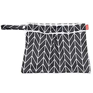 Damero 3pcs Travel Wet and Dry Bag with Handle for Cloth Diaper, Pumping Parts, Clothes, Swimsuit and More, Easy to Grab and Go, Black Arrows