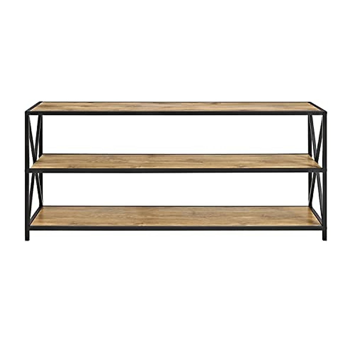 Walker Edison 2 Shelf Industrial Wood Metal Bookcase Tall Bookshelf Storage Home Office, 60 Inch, Barnwood