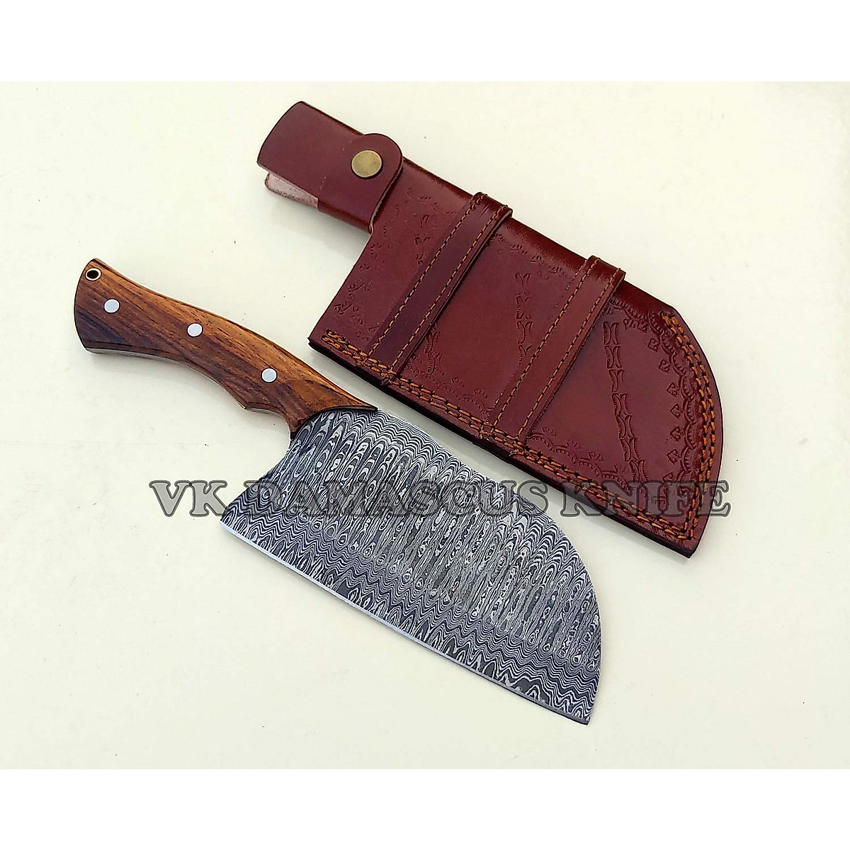 JNR Traders Handmade Damascus Steel Cleaver Knife Serbian Chef Knife with Sheath Butcher knife Meat Cleaver JNR-5518