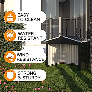 JAORD Metal Outdoor Storage Shed D33.07 x W34.65 x H24.4, Tool Garden Sheds and Tiny Houses for Backyard Garden Patio Lawn, Black&White…