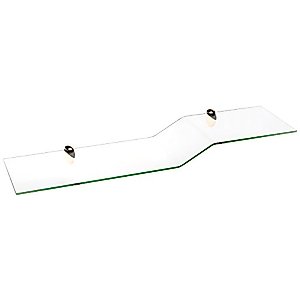 Spancraft Glass Sparrow Bent Glass Shelf, Brass Bracket, 8 x 32
