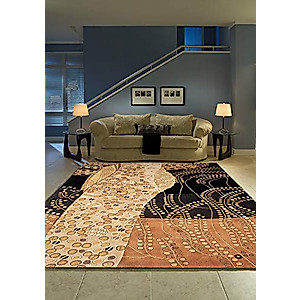 Momeni Rugs New Wave Collection, 100% Wool Hand Carved & Tufted Contemporary Area Rug, 3'6" x 5'6", Black