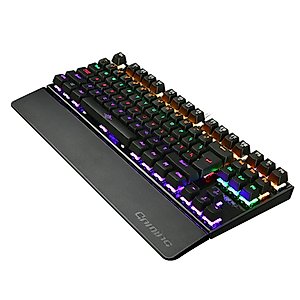 RedThunder K28 Mechanical Gaming Keyboard with Blue Switches, 87 Keys 100% Anti-ghosting Keyboard with Colorful LED Backlight and Big Hand-Rest for PC and Laptop Gamers
