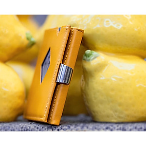 EXENTRI Leather Trifold Wallet - RFID Blocking w/Stainless Steel Locking Clip