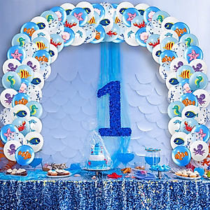 50 Pieces Sea Animals Balloons Party Decorations, Under the Sea Birthday Party Latex Balloons Ocean Theme for Boys Girls Marine Creatures Beach Party Favors Baby Shower Supplies