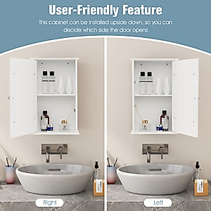 LOKO Bathroom Medicine Cabinet with Mirror, Wall Mounted Storage Cabinet with Single Mirrored Door and Adjustable Shelf for Bathroom, Living Room or Entryway, 13.5 x 6 x 21 inches (White)