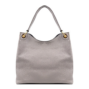 Prada Women's Vitello Daino Grey Leather Satchel Bag Handbag 1BC051