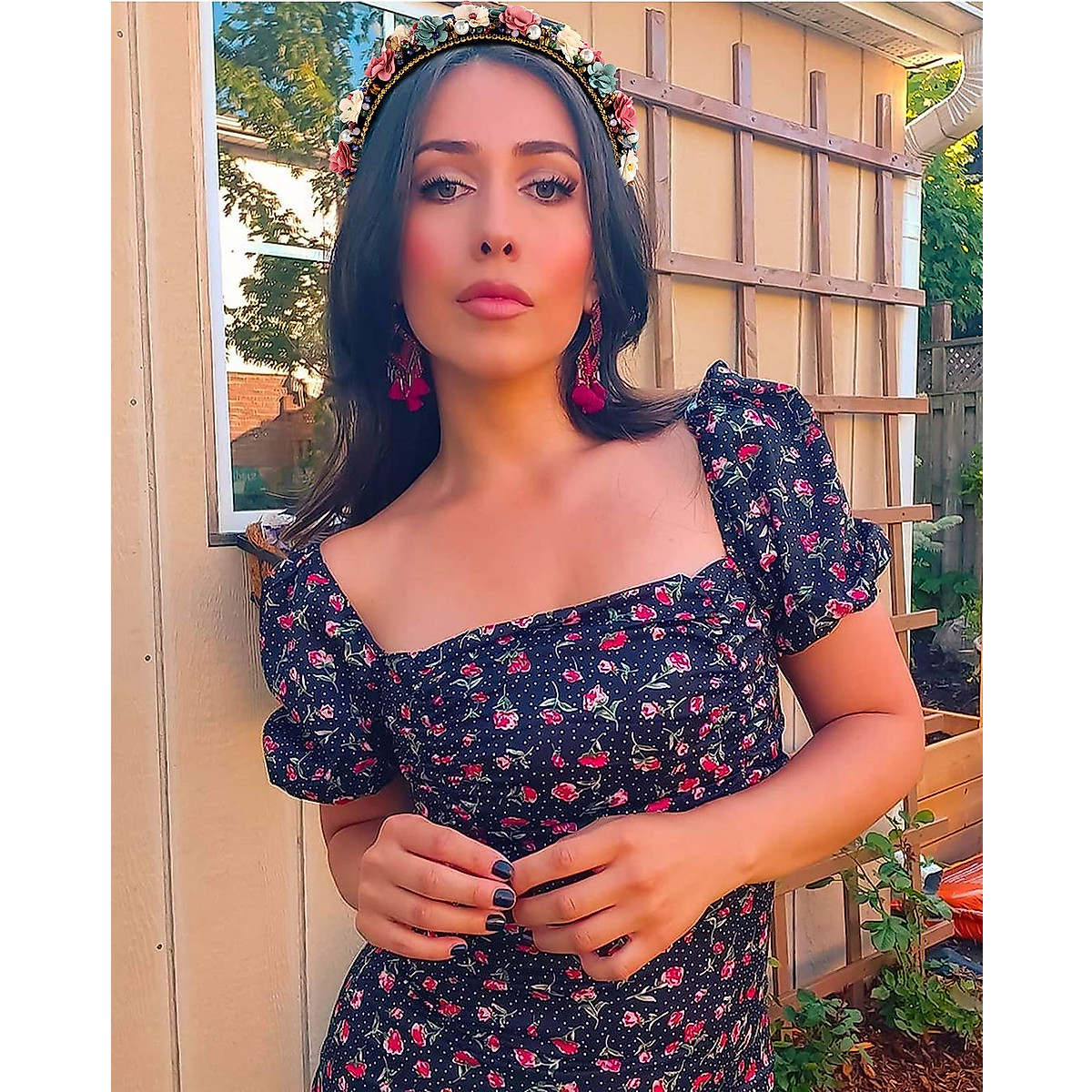 CENAPOG Baroque Crystal Rhinestone Headbands Flower Padded Hairbands for Women Girls Pearl Colorful Bead Embellished Headbands Bejewelled Wide Velvet Hair Hoop for Wedding Bridal Parties (flower)